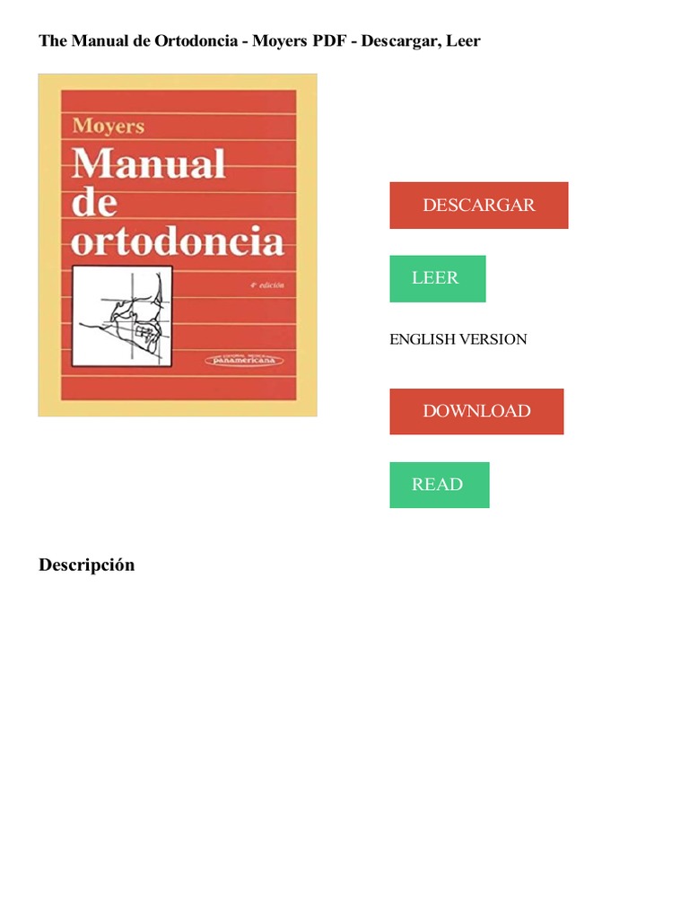 Manual de Ortodoncia - Moyers PDF Gratis | PDF | Ortodoncia | Odontología