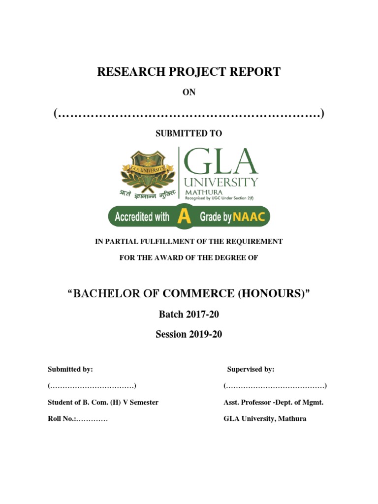 Format of Research Project Report For B. Com. (H) PDF | PDF | Swot ...