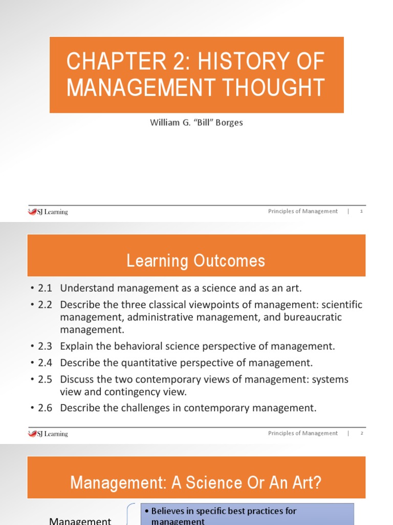 Chapter 2 History of Management Thought | PDF | Motivation | Motivational