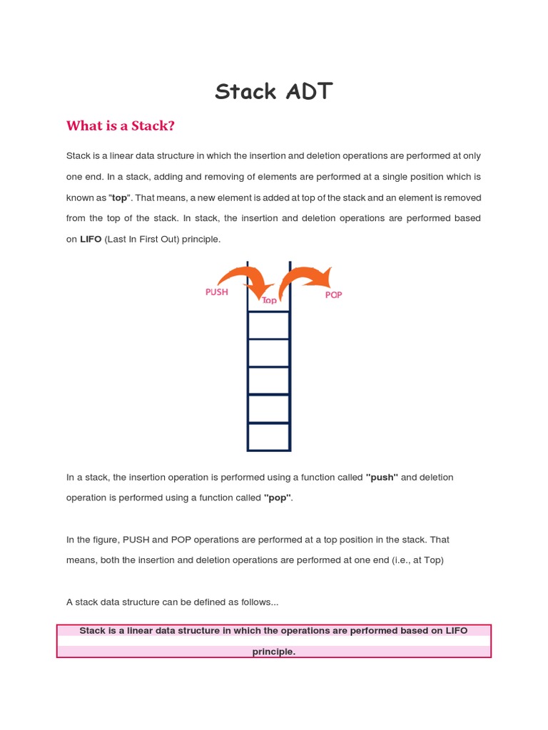 Stack Adt What Is A Stack Pdf Array Data Structure Subroutine 0568