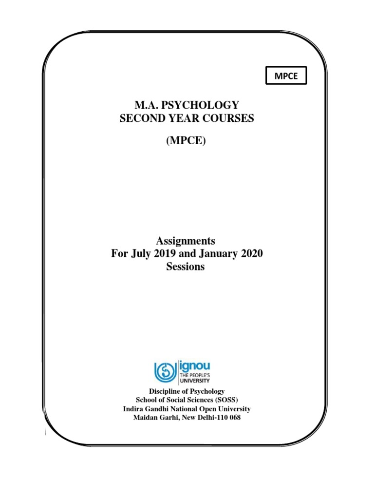 MAPC 2nd Year Assignments 2019-20 | PDF | Psychotherapy | Mental Disorder