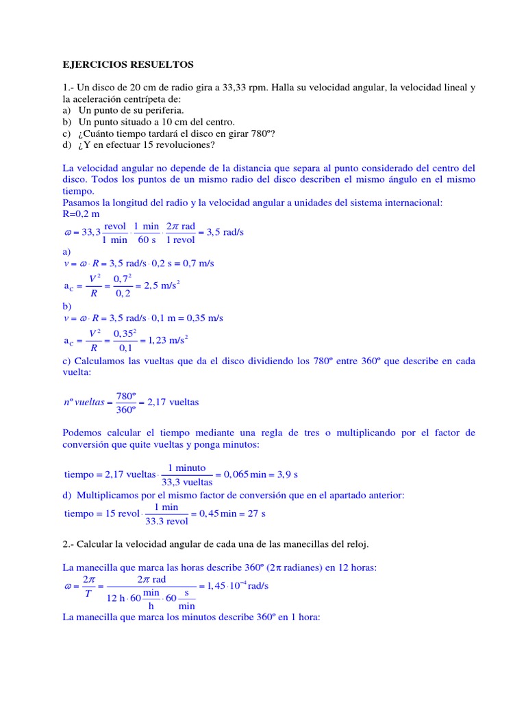 Ejercicios Resueltos de MCU | PDF | Masa | Aceleración