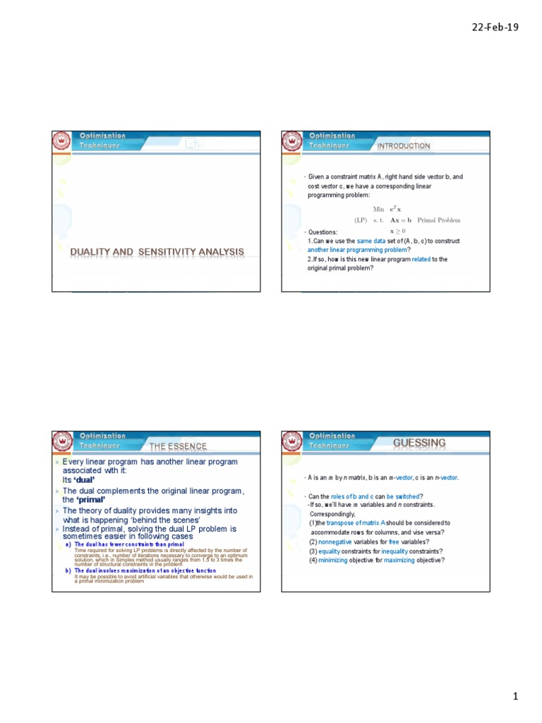 Duality and Sensitivity Analysis: Guessing | PDF | Linear Programming | Mathematical Optimization