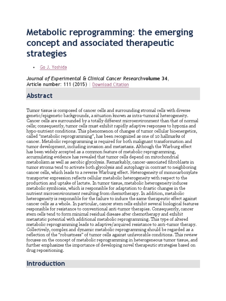 Metabolic Reprogramming 2 | PDF | Metabolism | Mitochondrion