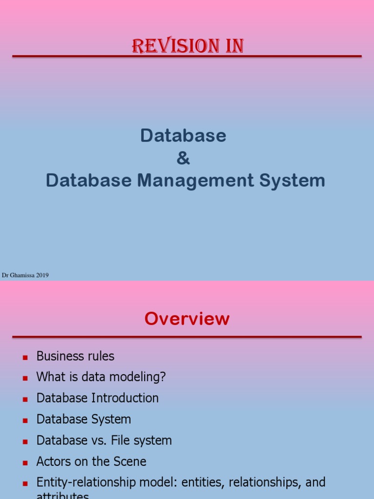 Revision In: Database & Database Management System | PDF | Data Model | Databases