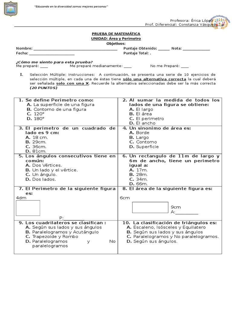 Área y Perimetro 5to | PDF | Rectángulo | Triángulo