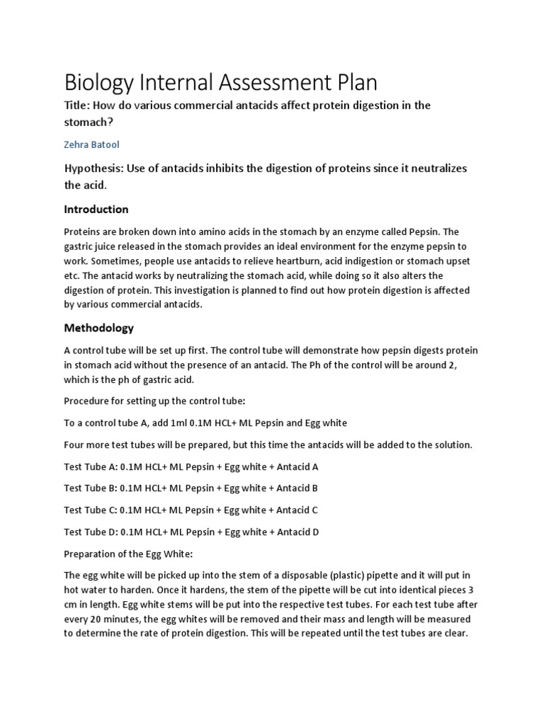 Biology Internal Assessment Plan | PDF