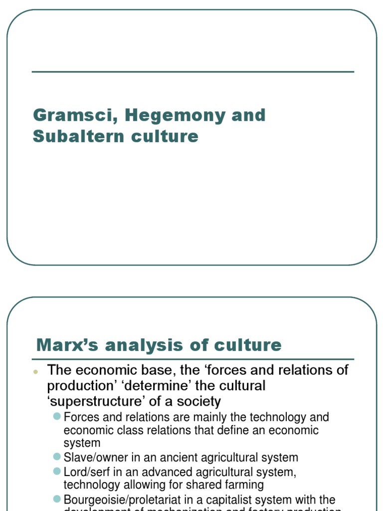 Gramsci, Hegemony and Subaltern Culture | PDF | Antonio Gramsci ...