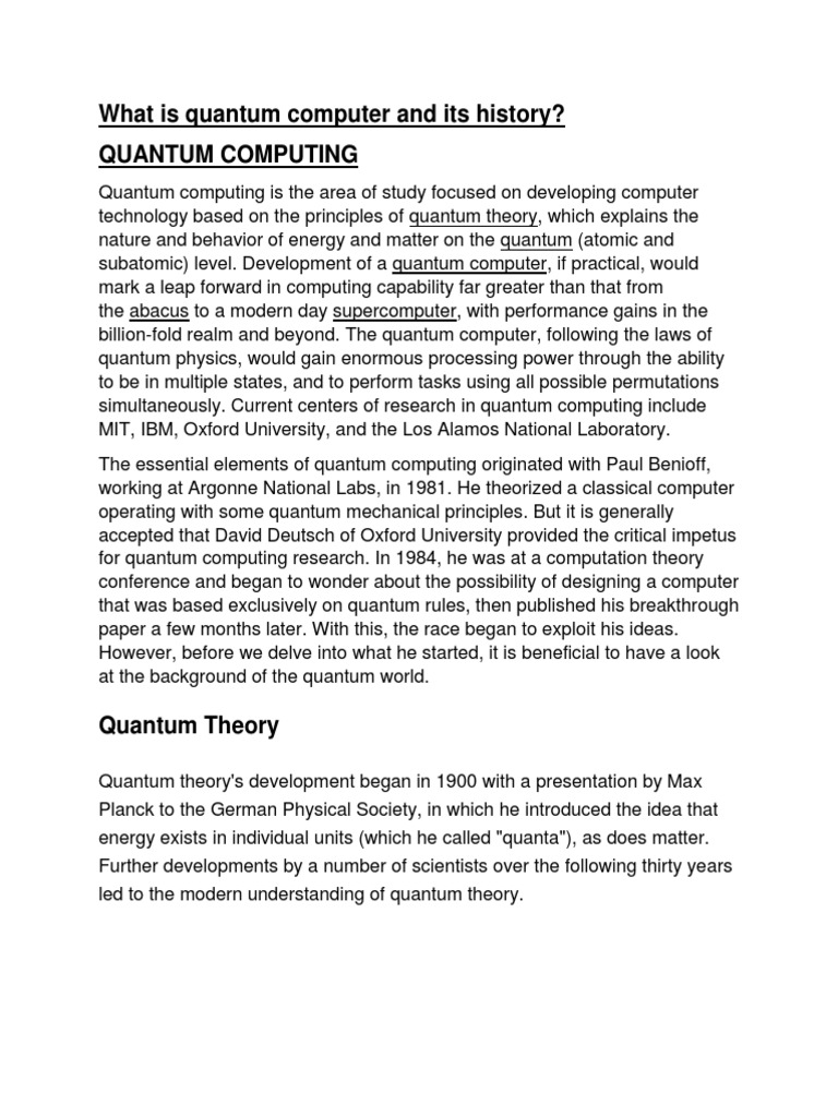 What Is Quantum Computer and Its History | PDF | Quantum Entanglement ...