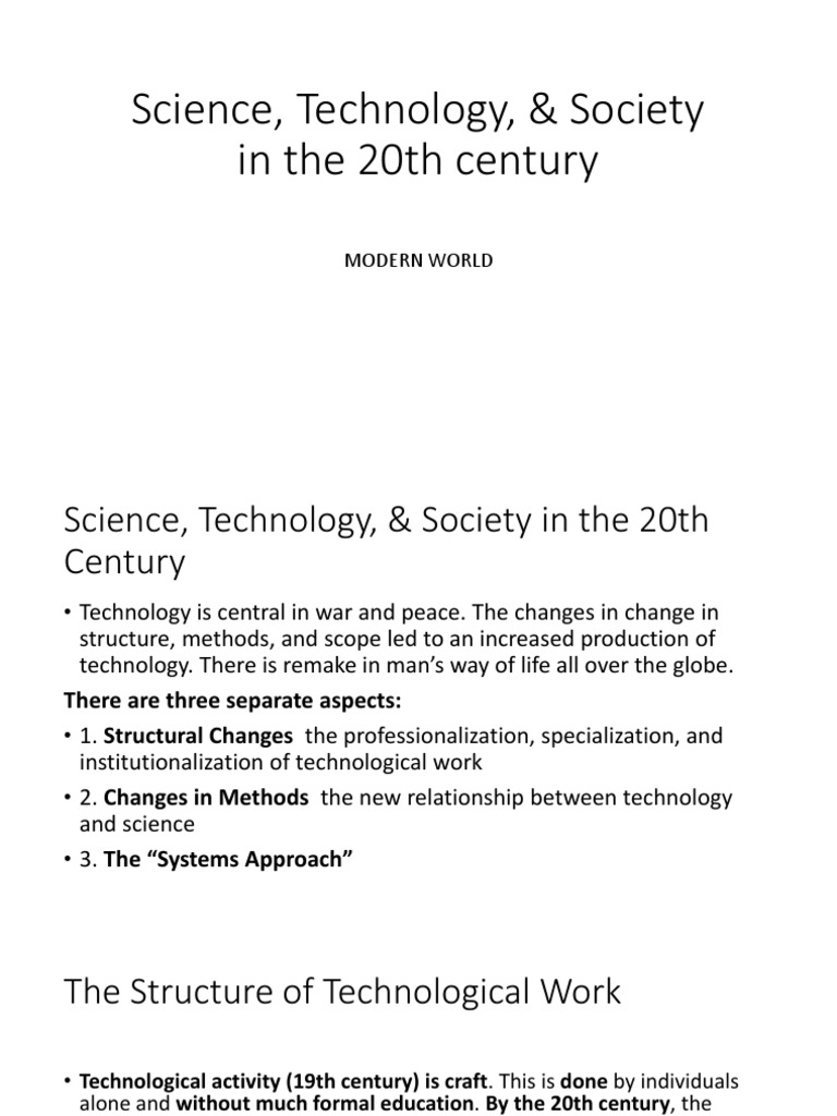 Science, Technology, & Society in The 20th Century: Modern World | PDF ...