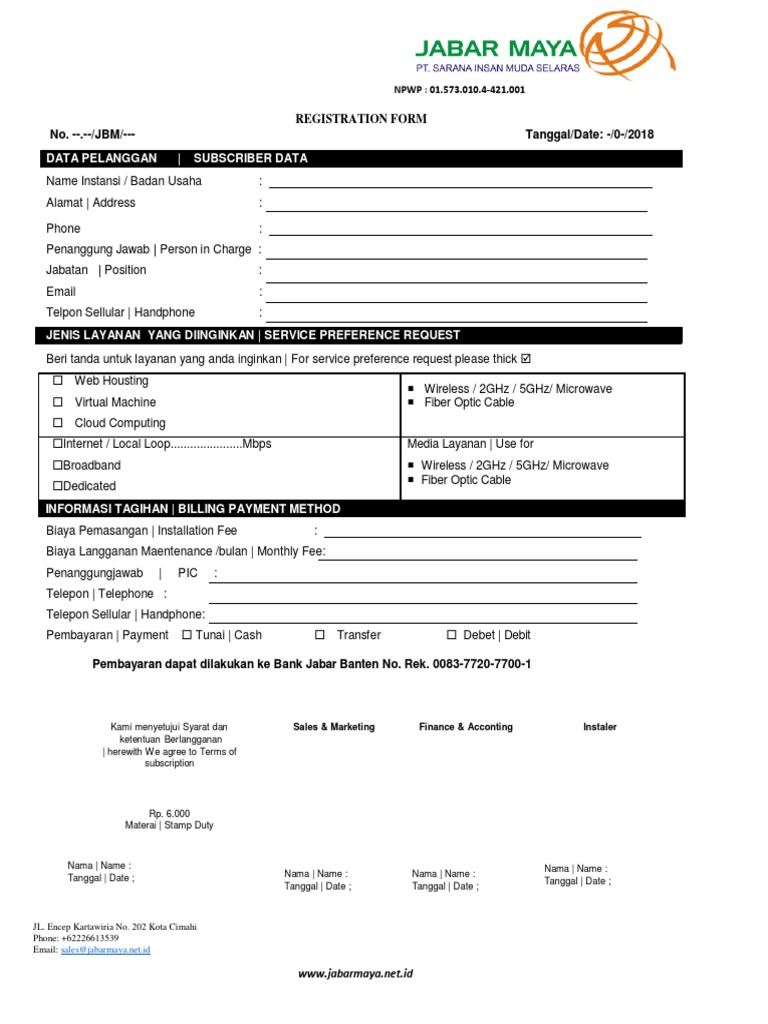 BQ & Registration Form 1 | PDF