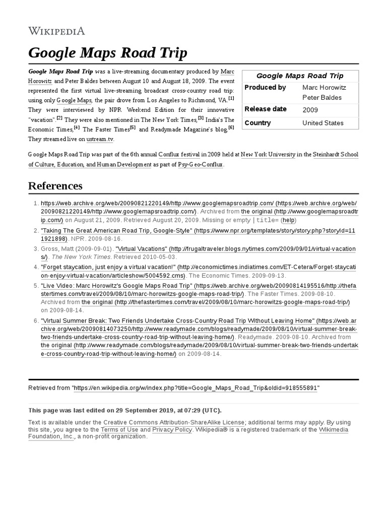 Google Maps Road Trip | PDF | Websites | Cyberspace