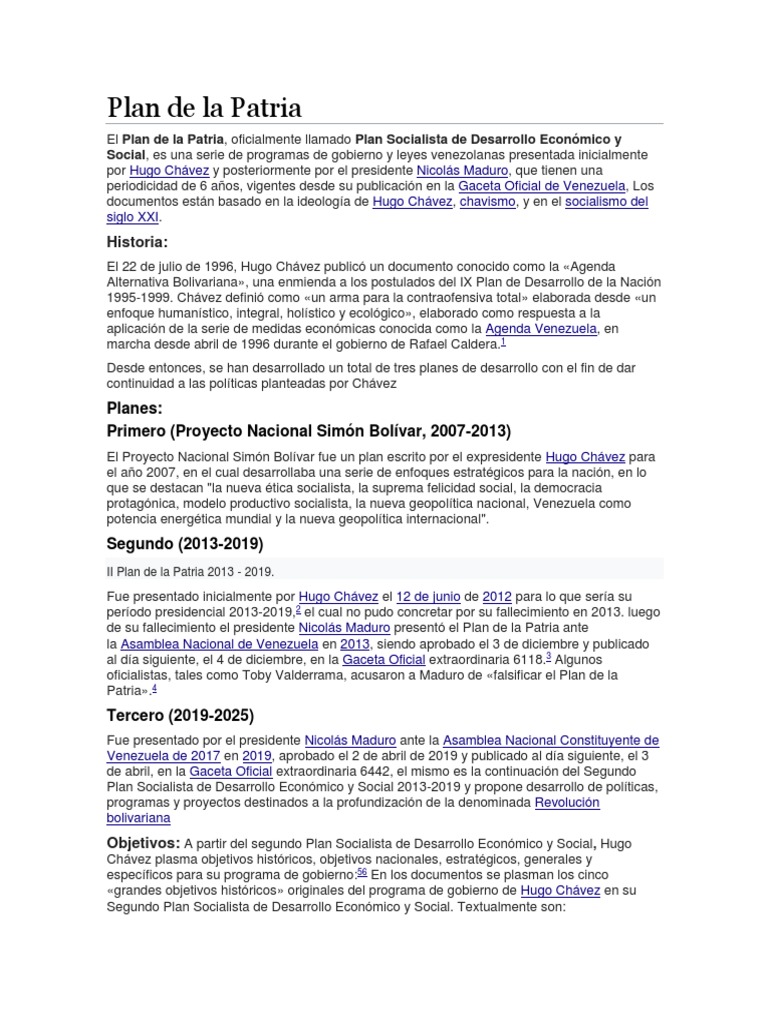 Plan Patria | PDF | Hugo Chavez | Nicolás Maduro