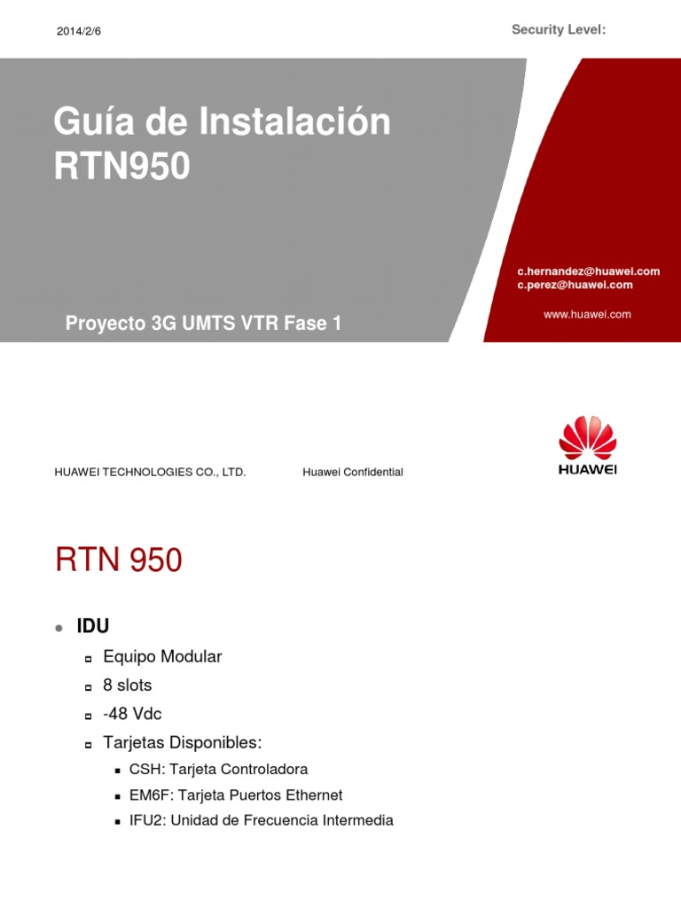 Guía Instalación Huawei RTN950 | PDF | Antena (Radio) | Red de computadoras