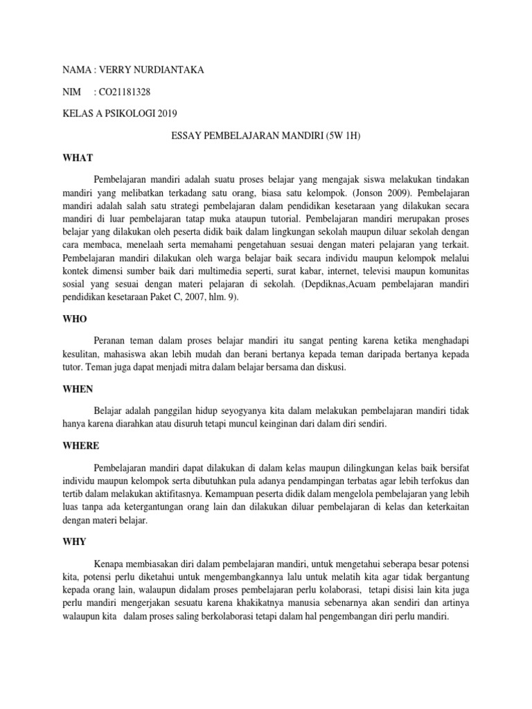 Essai Pembelajaran Mandiri | PDF