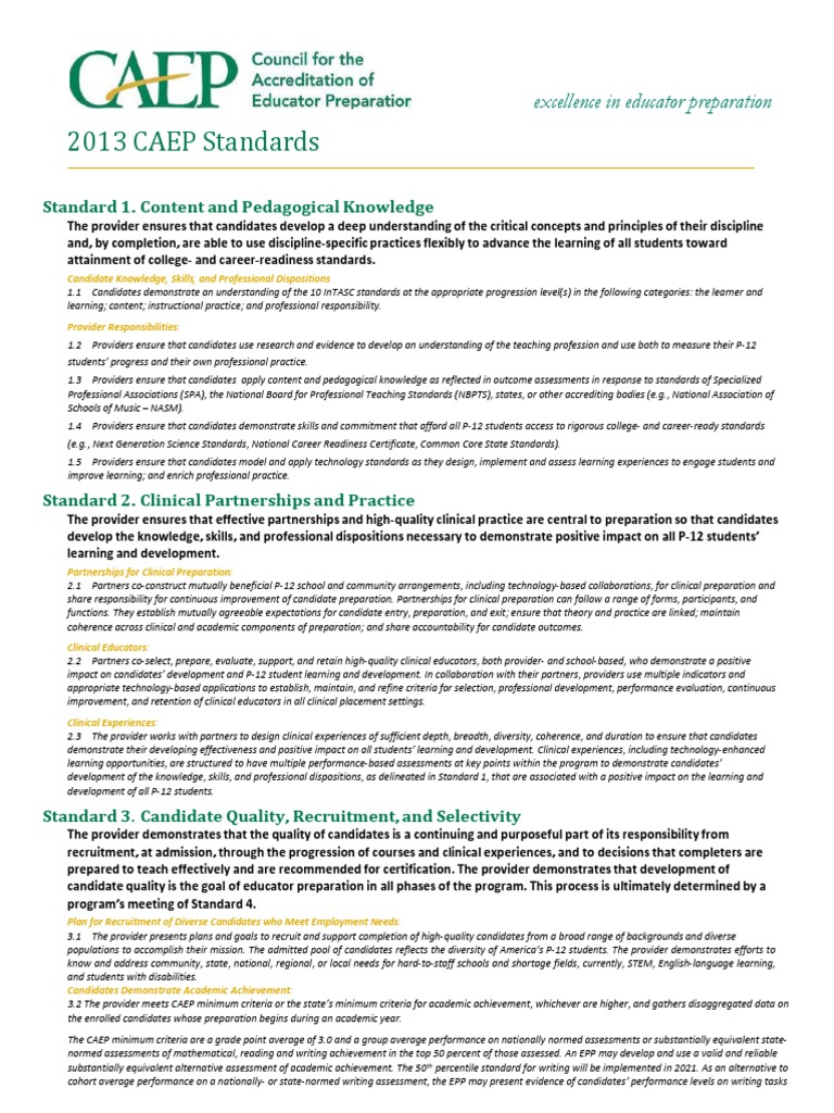 Caep Standards One Pager 0219 | PDF | Evidence Based Medicine ...
