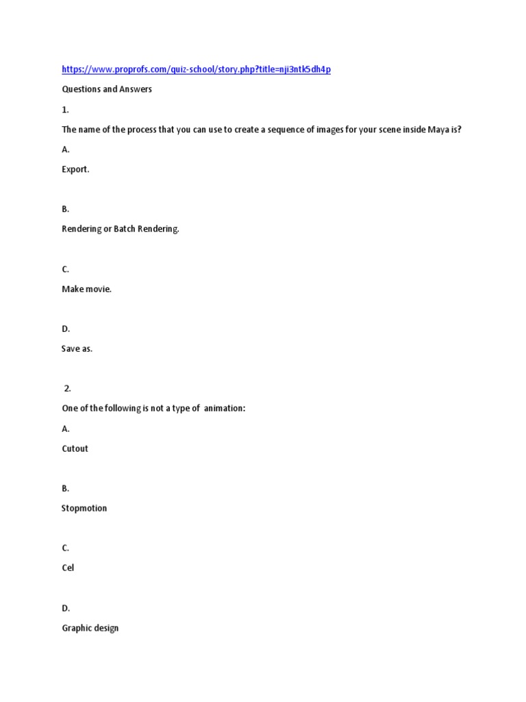 Animation Exam | Download Free PDF | Texture Mapping | 3 D Computer ...