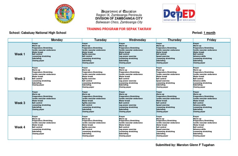 Sepak Takraw Training Program | PDF | Aerobic Exercise | Management Of ...