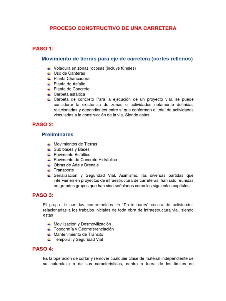 Proceso Constructivo de Una Carretera | PDF | La carretera | Hormigón