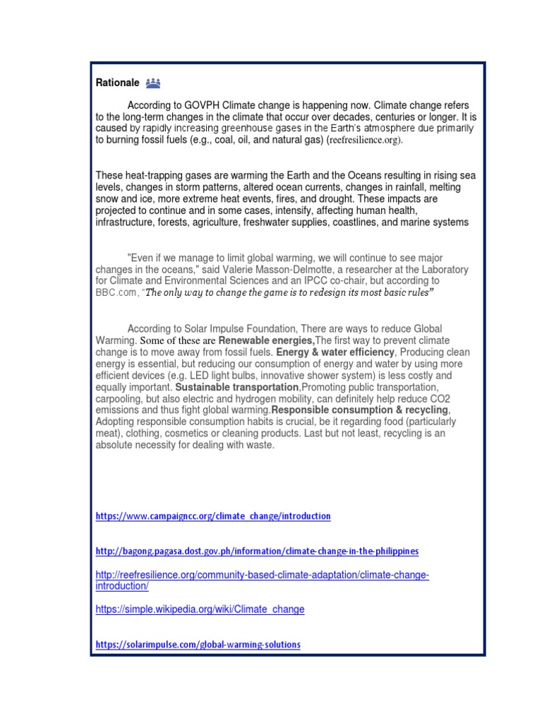 Rationale (Concept Paper) | PDF | Global Warming | Climate Change