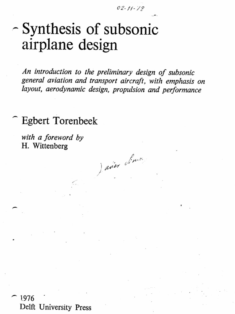 (Ebook Aero) - Synthesis of Subsonic Airplane Design - Torenbeek | PDF