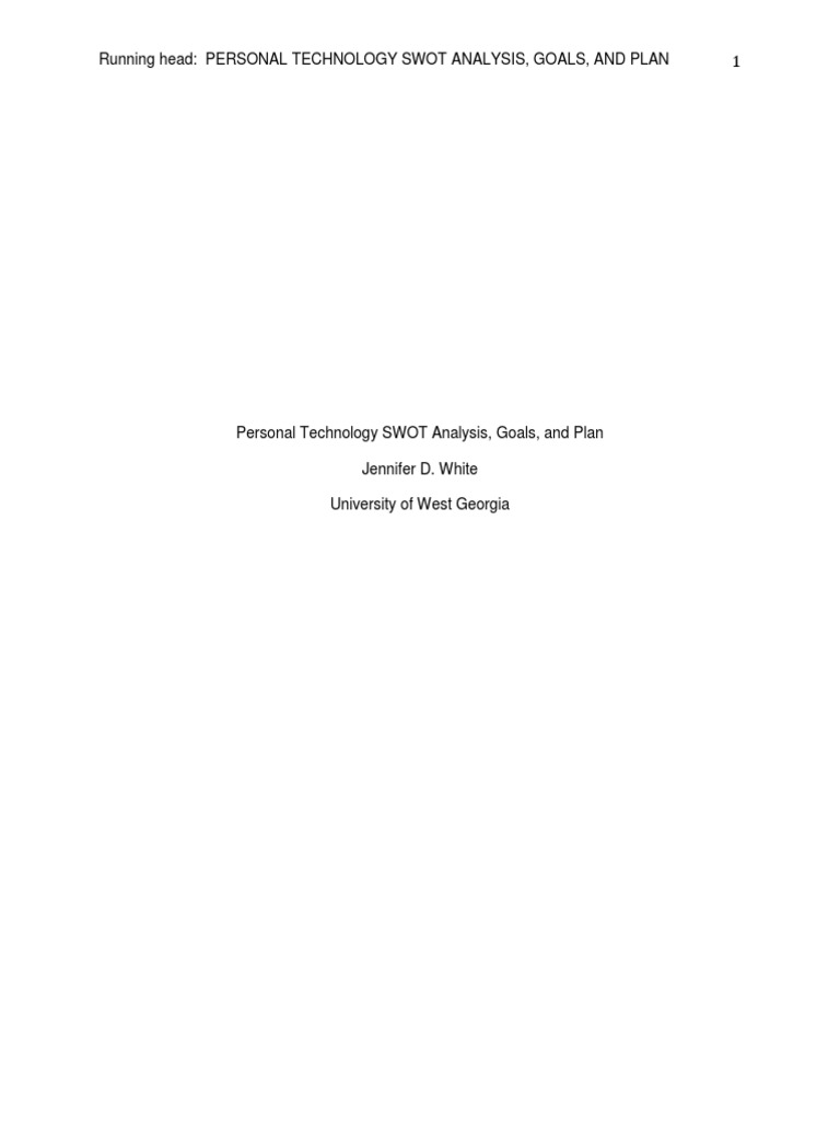 Personal Technology SWOT Analysis, Goals, and Plan | PDF | Educational ...