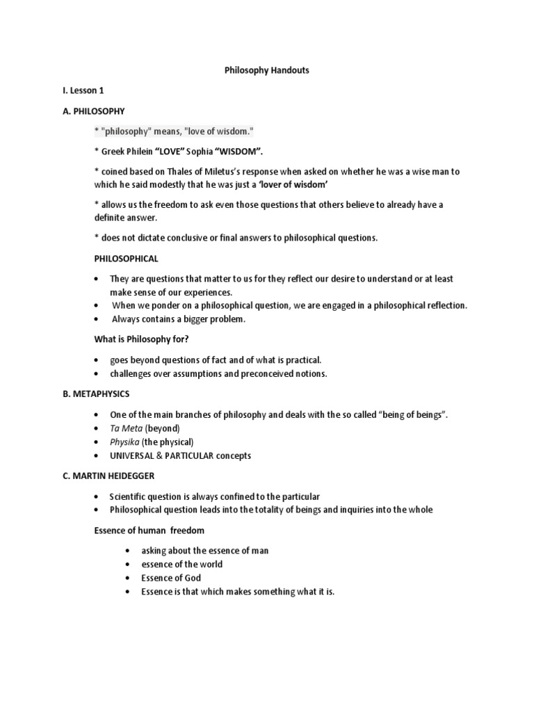 Philosophy Handouts Exploring Key Concepts | PDF | Rationalism | Empiricism