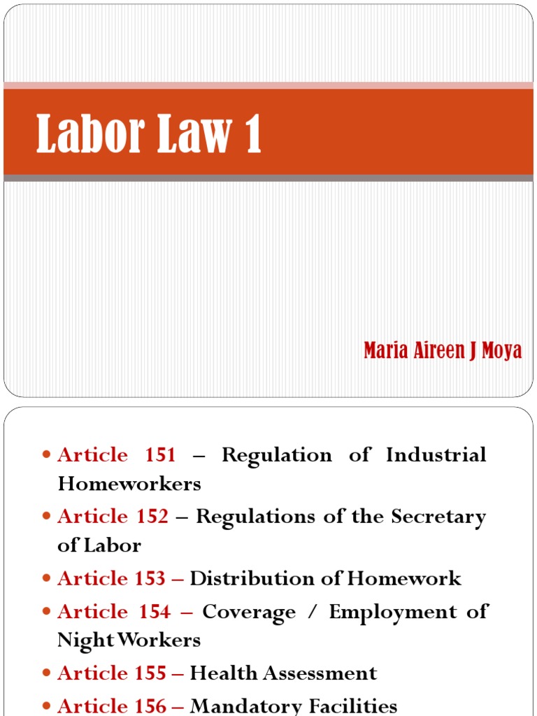 Labor Law 1 MOYA | PDF | Payments | Employment