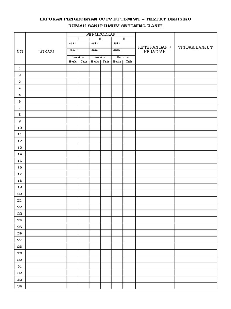 Form Laporan Pengecekan CCTV | PDF