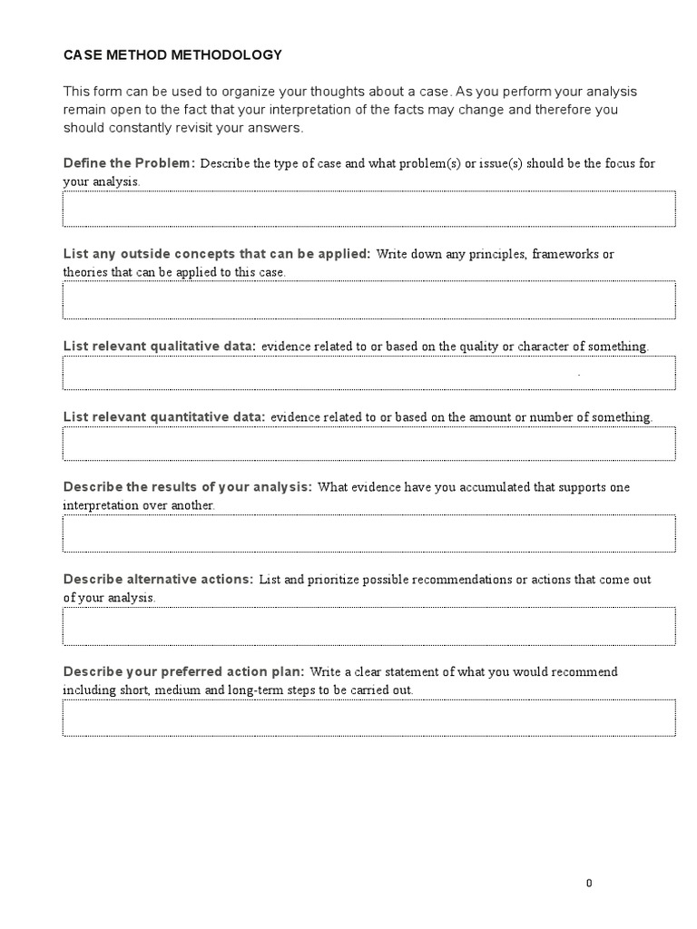Analyzing the Case Method: A Framework for Defining Problems, Gathering ...