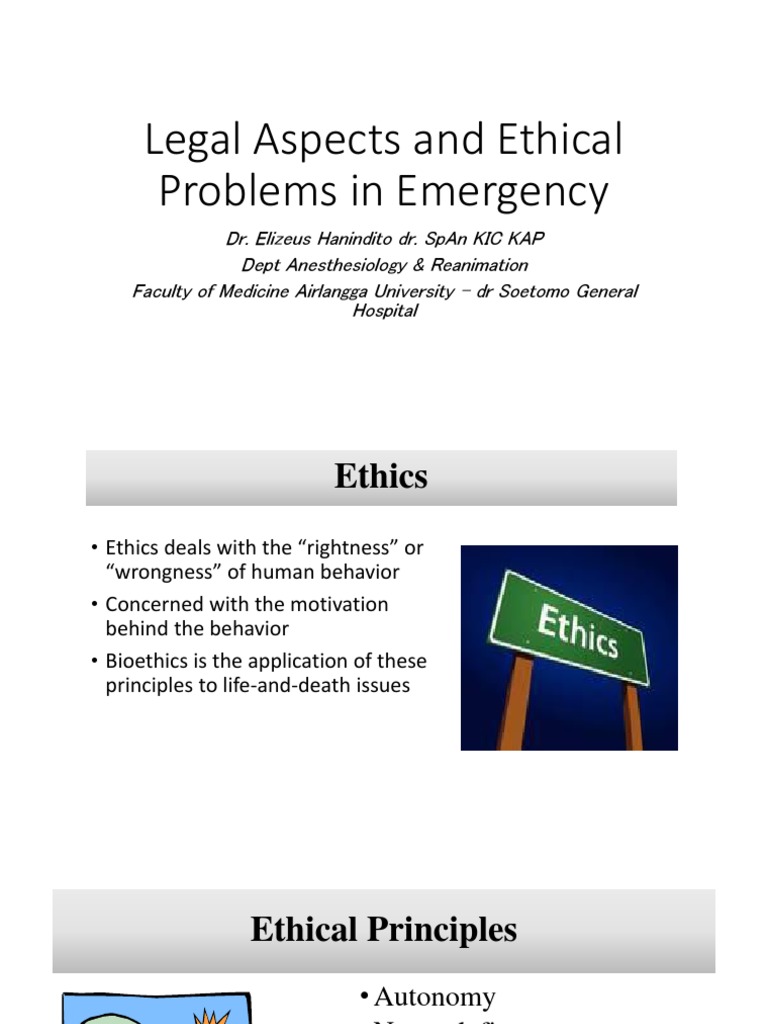 Legal Aspects N Ethical Problems in Emergency | PDF | Medical Ethics ...