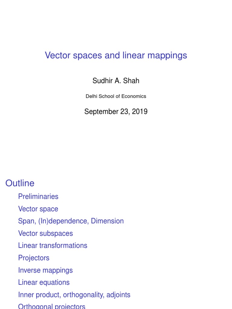 Linear Spaces Teaching Slides Handout | PDF | Linear Map | Vector Space