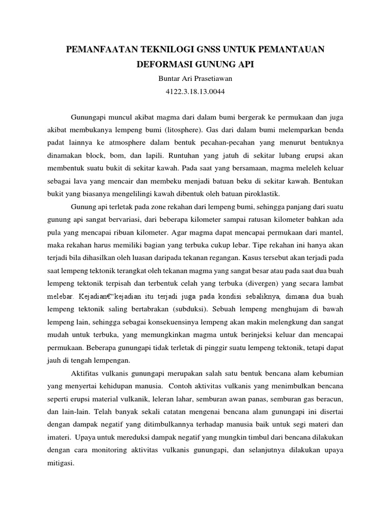 2 Pemanfaatan Teknilogi GNSS Untuk Pemantauan Deformasi Gunung Api | PDF