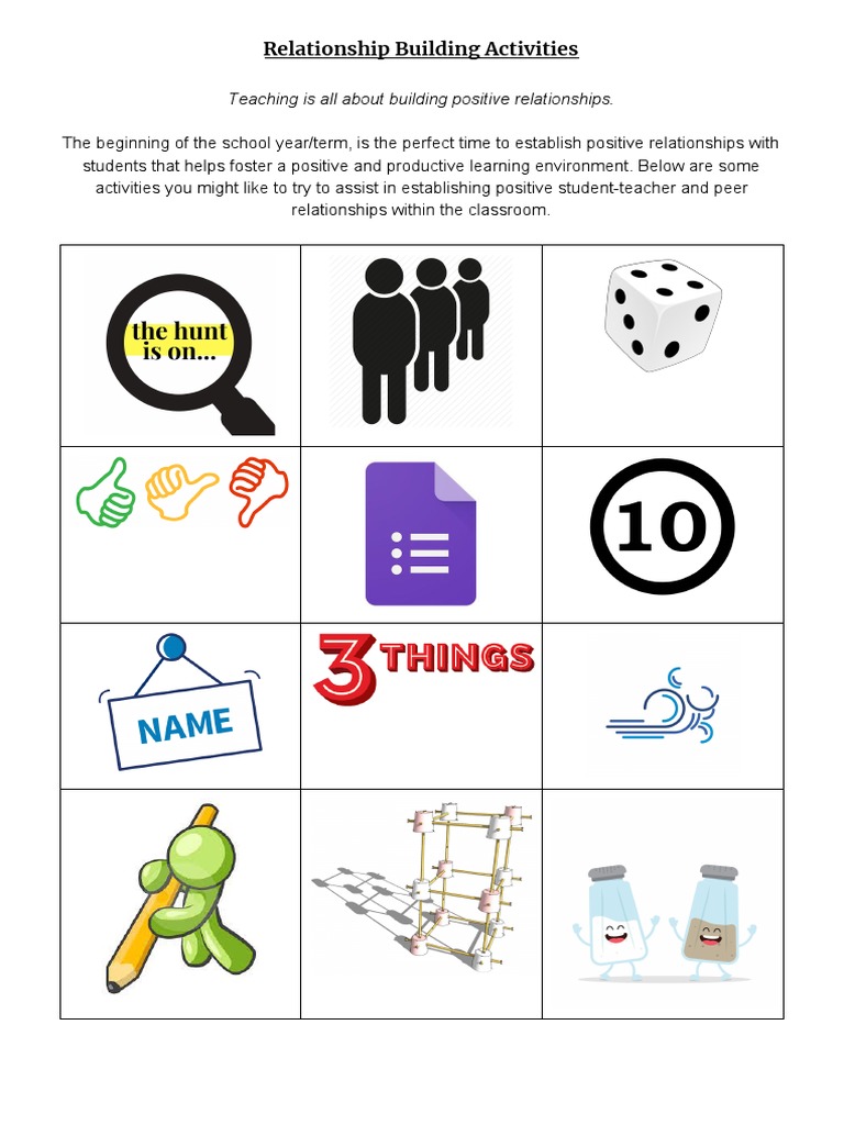 Classroom Relationship Building Activities | PDF | Classroom | Drawing