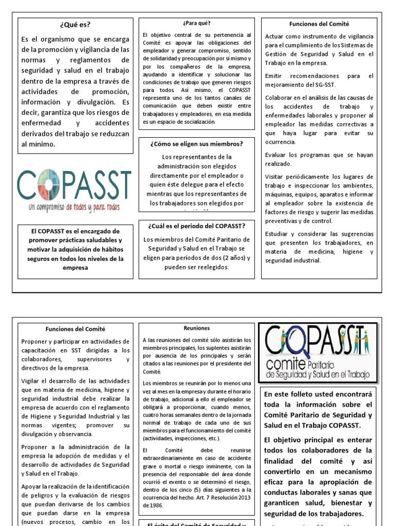 Plegable COPASST | PDF | Seguridad | Riesgo