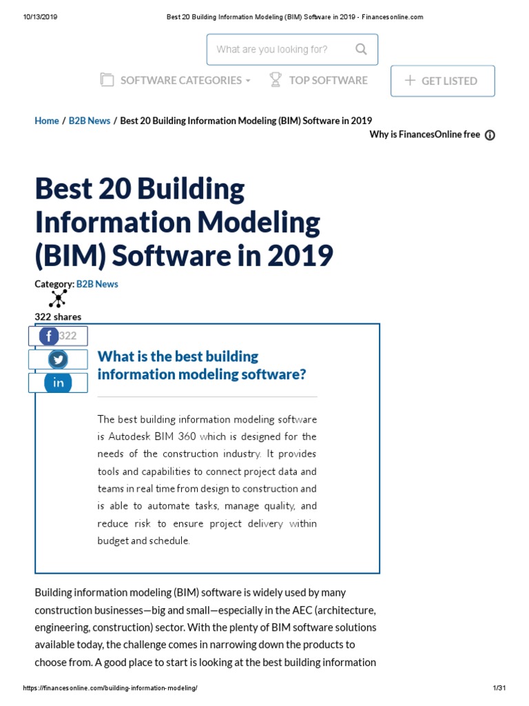Best 20 Building Information Modeling (BIM) Software in 2019 PDF | PDF ...