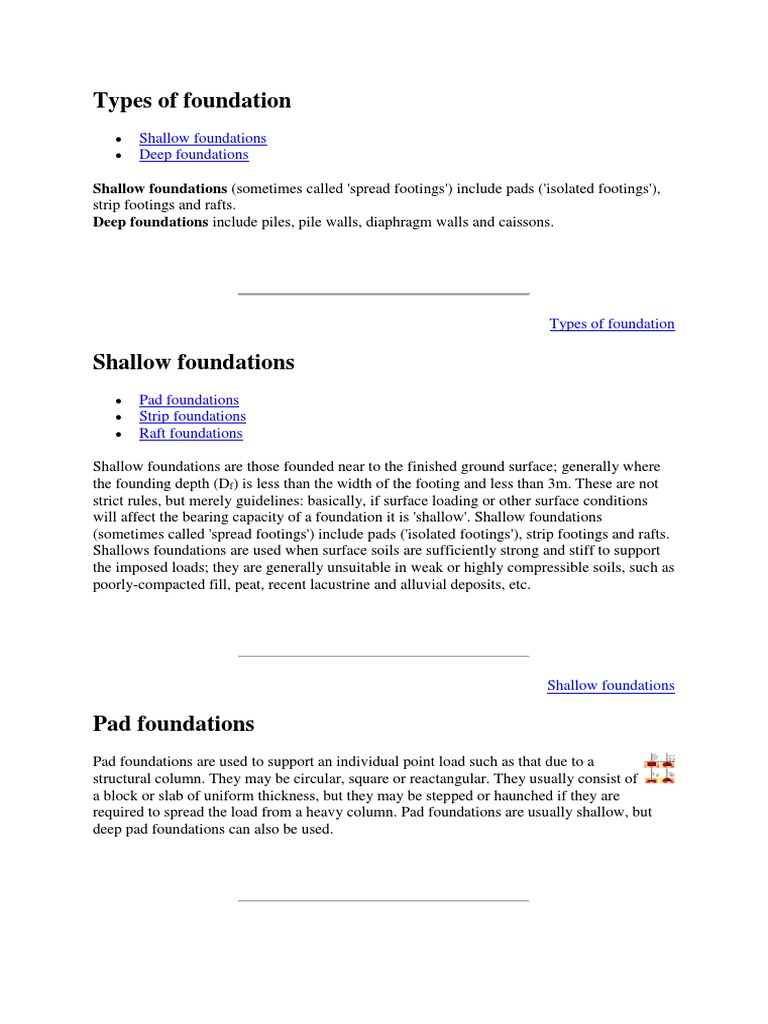 Types of Foundation | PDF | Deep Foundation | Foundation (Engineering)