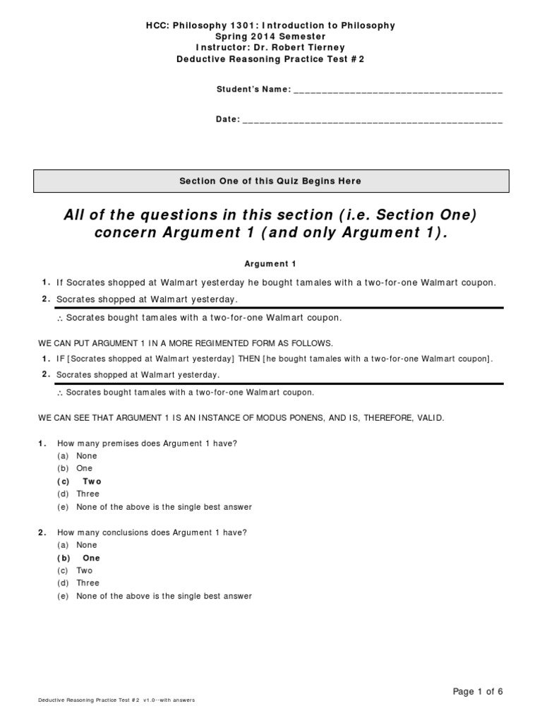 Deductive Reasoning Practice Test #2 V1.0-With Answers | PDF ...