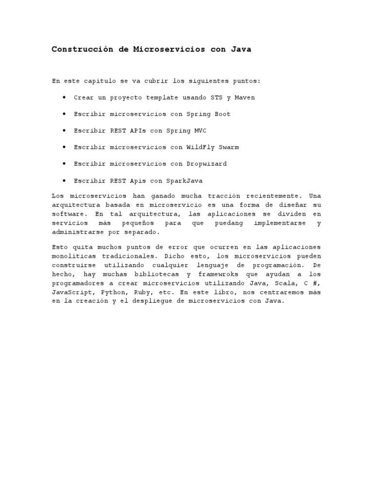 Microservicios en Java con Spring Boot | PDF | Marco de software | Java (lenguaje de programación)