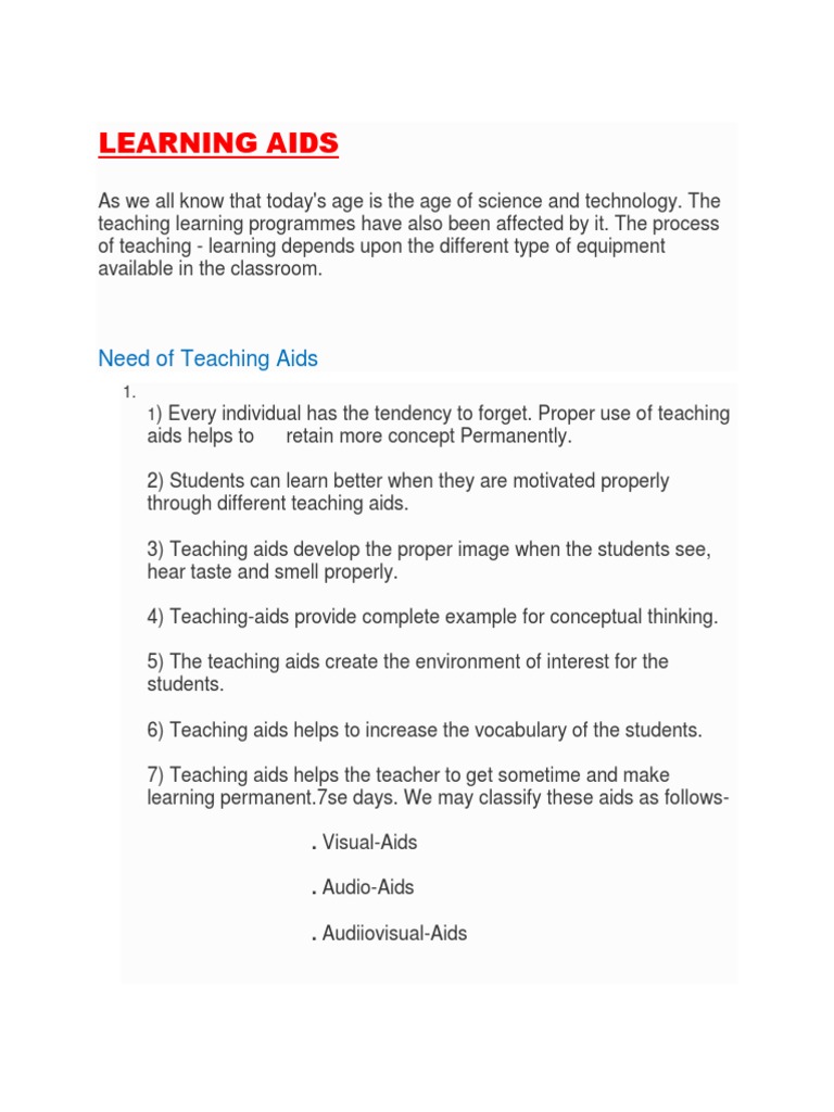 Learning Aids and Improvised Learning Aids | PDF | Teachers | Science ...