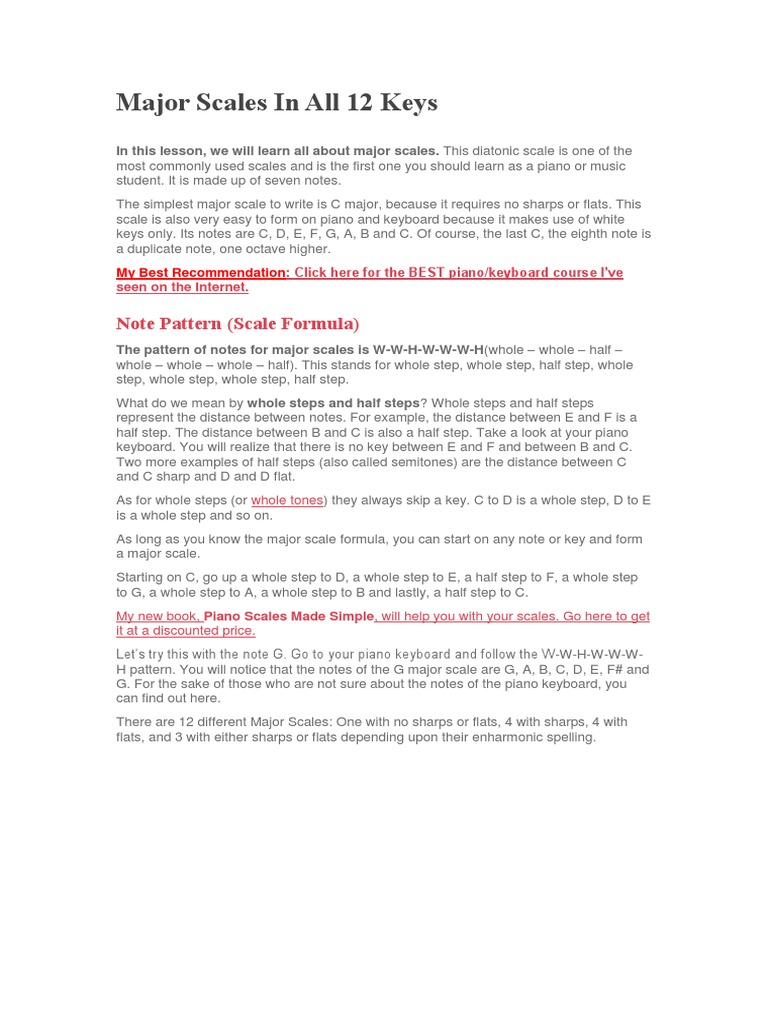 Major Scales in All 12 Keys | Download Free PDF | Scale (Music ...