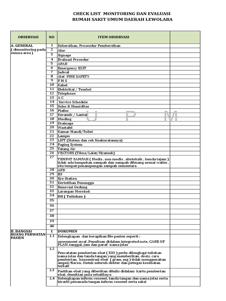 Checklist Monitoring Dan Evaluasi | PDF