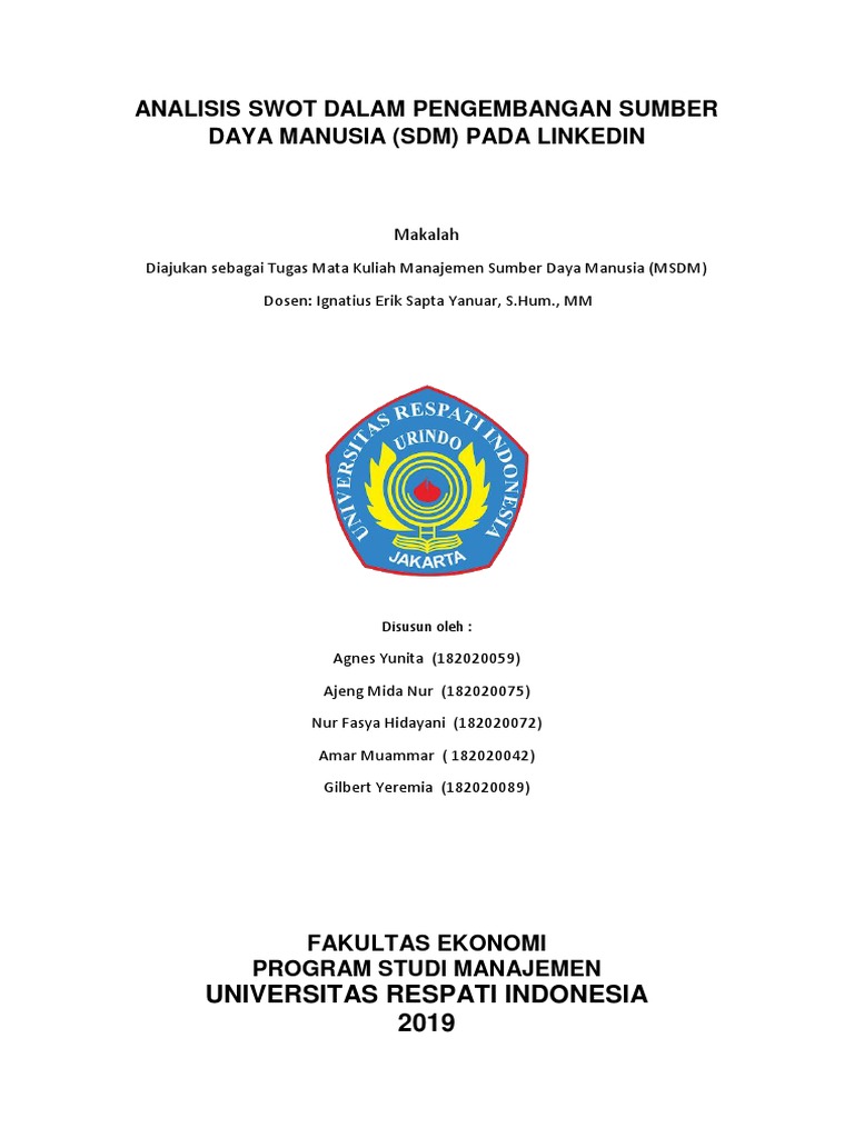 Analisi Swot Dalam Pengembangan Sumber Daya Manusia | PDF | Bisnis