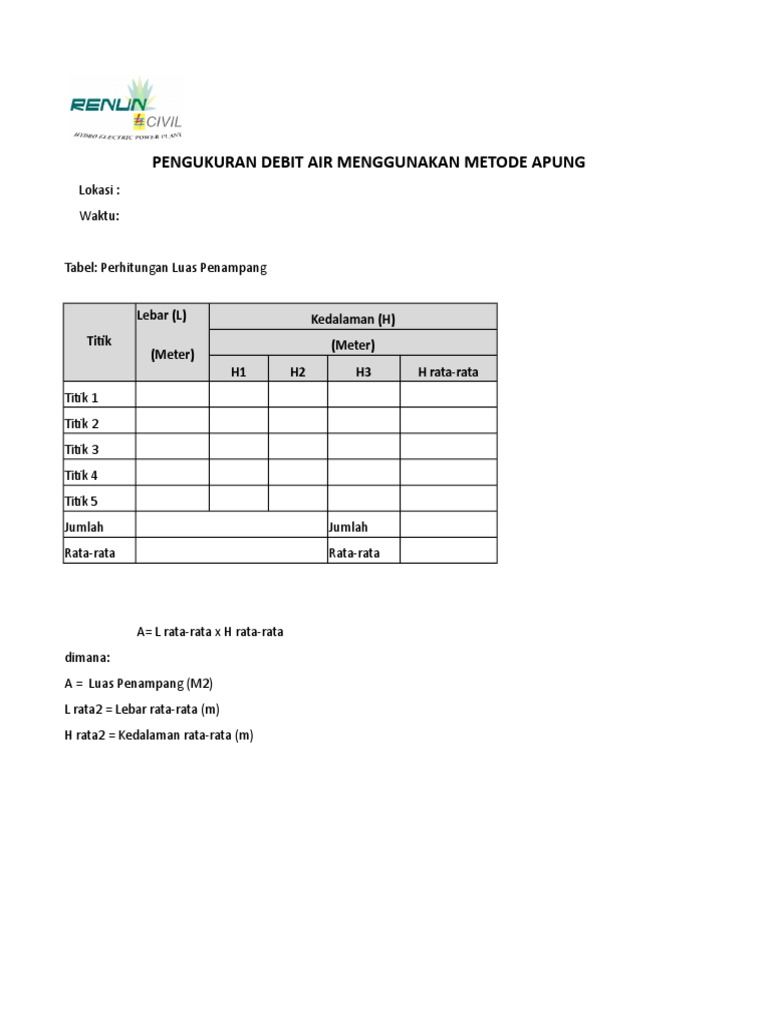 Perhitungan Debit Air METODE APUNG | PDF