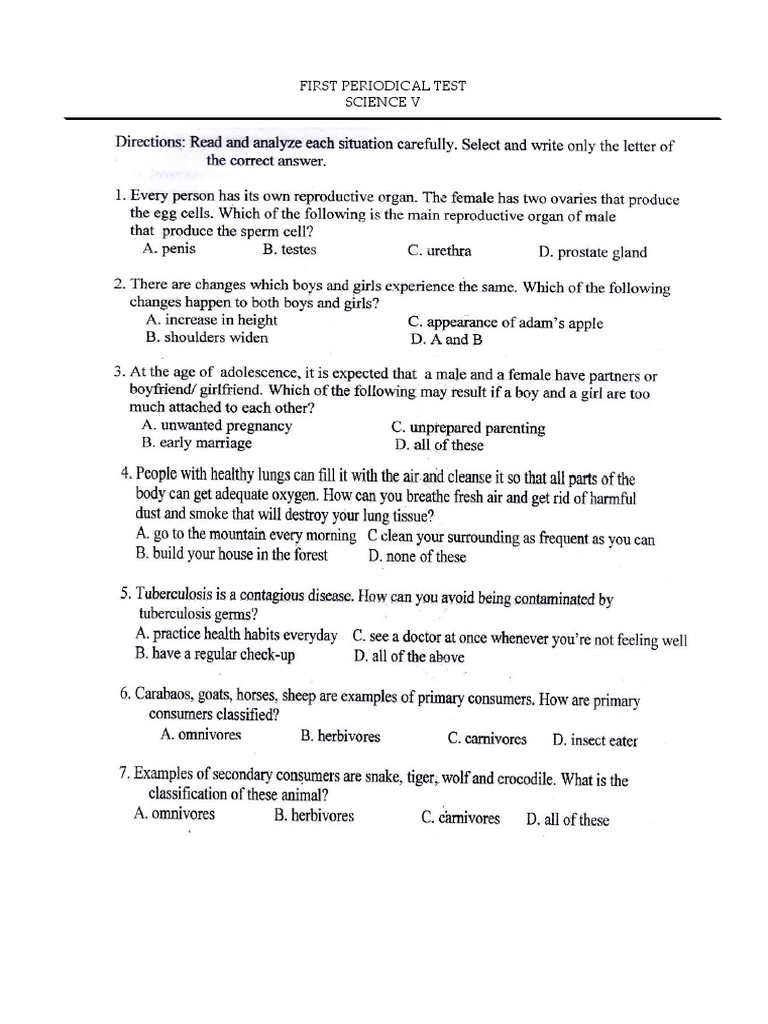 SCIENCE 5 First Periodical Test | PDF | Uterus | Reproductive System