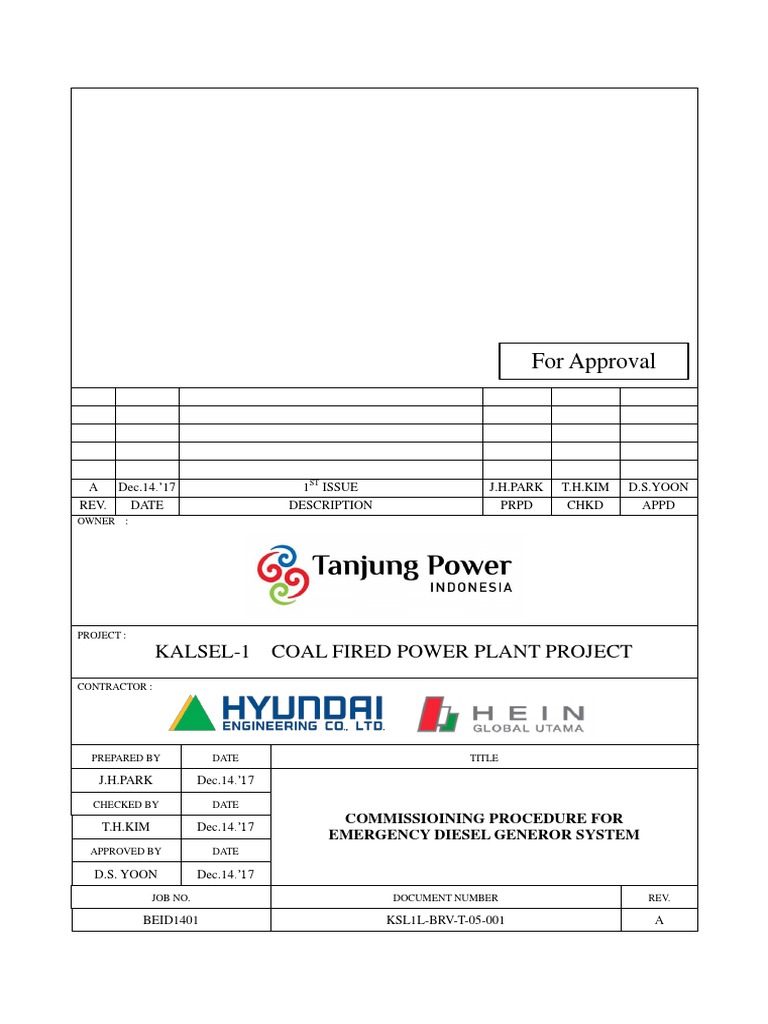 Commissioning Procedure For EDG | PDF | Diesel Engine | Pump
