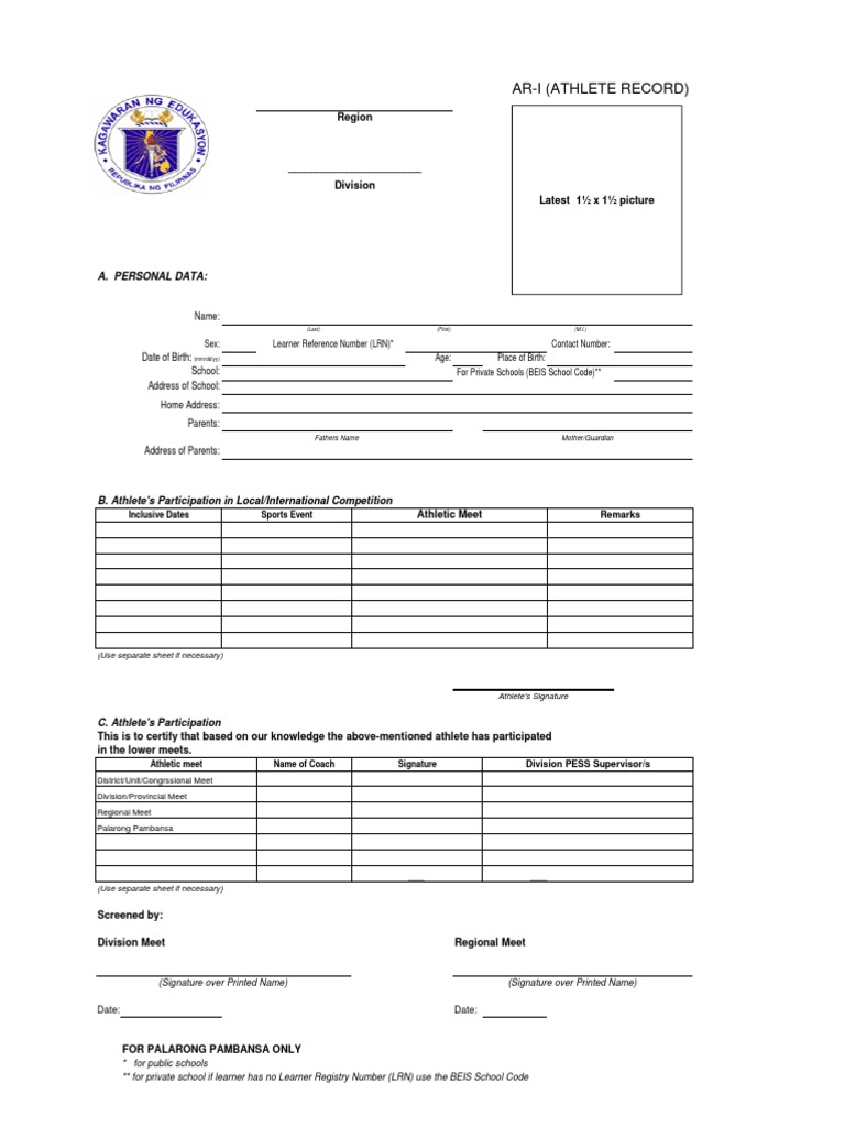 AR I Athlete Record | PDF