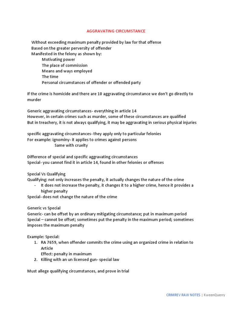 Aggravating Circumstances | PDF | Trespass | Murder