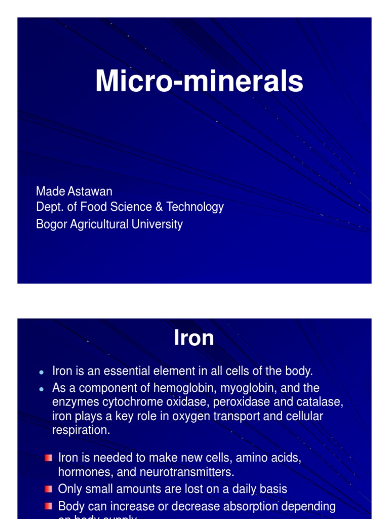 The Role of Micro-Minerals in Human Health: An Overview of Iron and ...