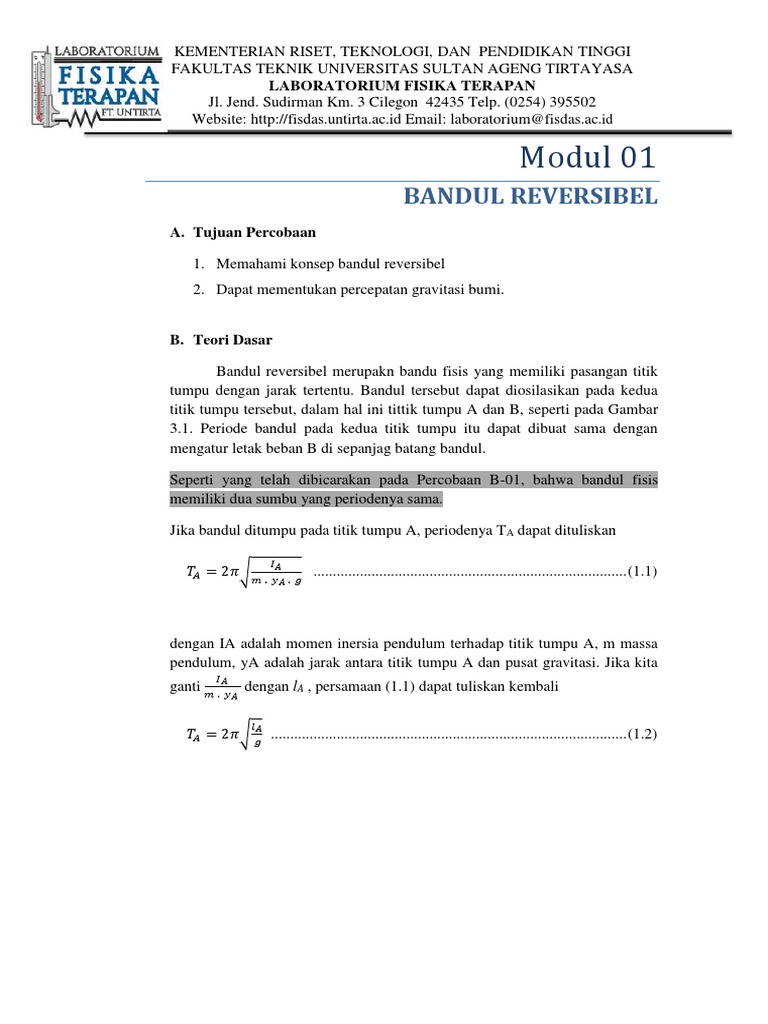 Bandul Reversibel - New | PDF | Sains & Matematika